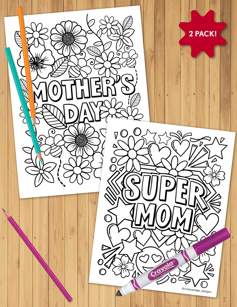 Mother's Day Coloring Sheet Pack – CoreyPaigeDesigns
