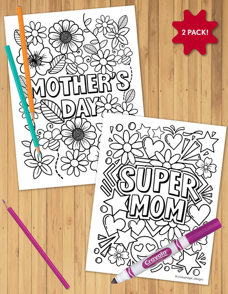 Mother's Day Coloring Sheet Pack – CoreyPaigeDesigns