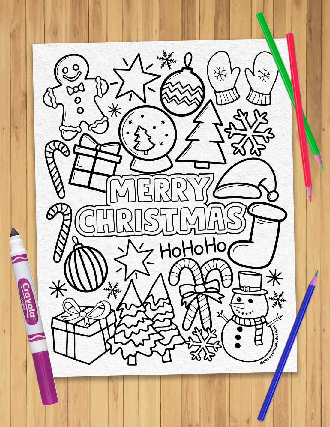 Merry Christmas Coloring Sheet – CoreyPaigeDesigns