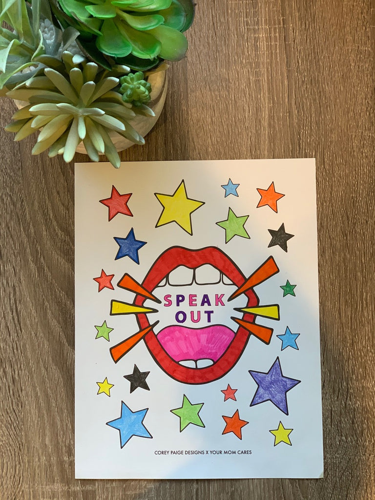 Speak Out Mouth Coloring Sheet – CoreyPaigeDesigns