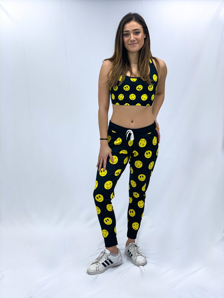 Tilted Happy Face Joggers – CoreyPaigeDesigns