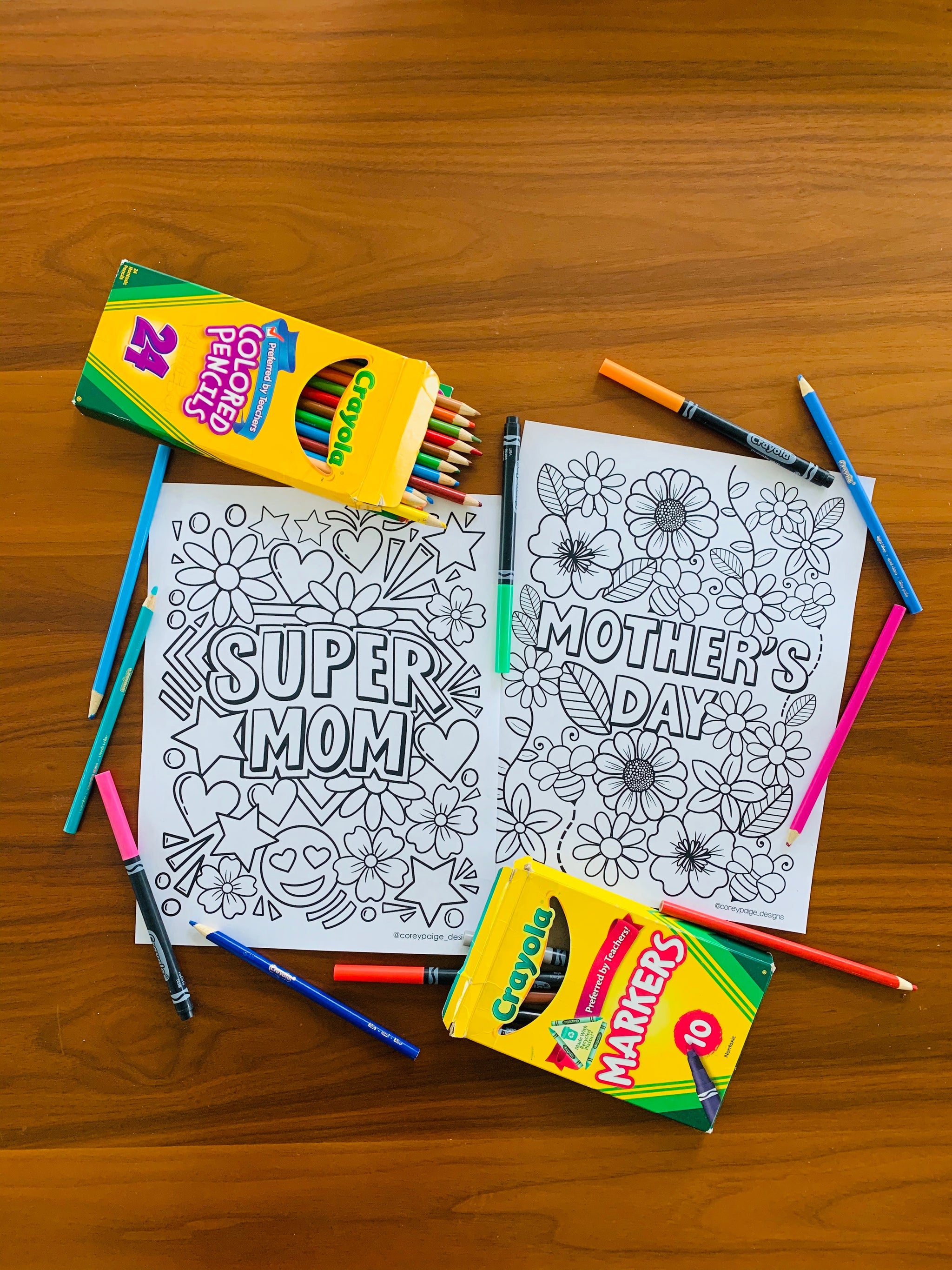 Mother's Day Coloring Sheet Pack – CoreyPaigeDesigns