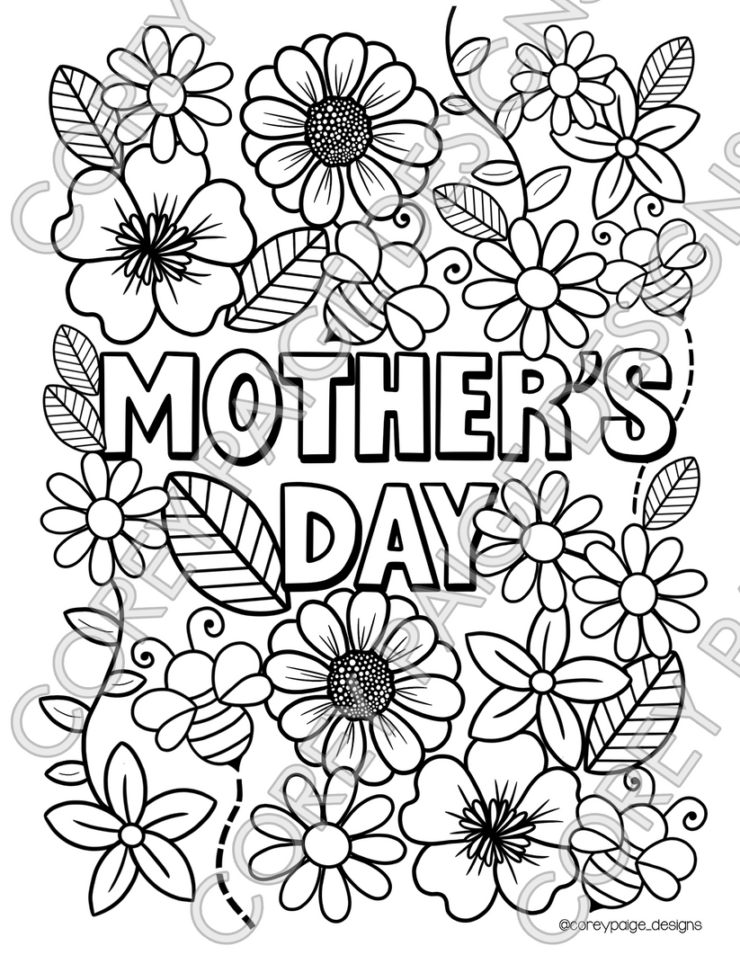 Mother's Day Flowers Coloring Sheet – CoreyPaigeDesigns