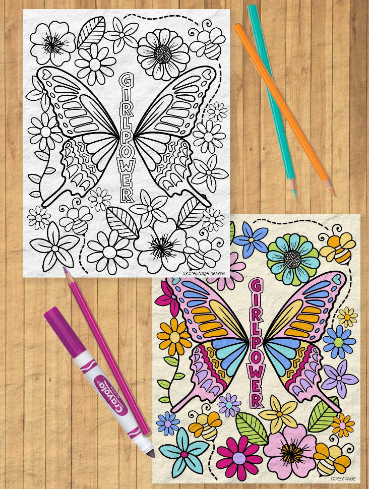 Girl Power Coloring Sheet – CoreyPaigeDesigns