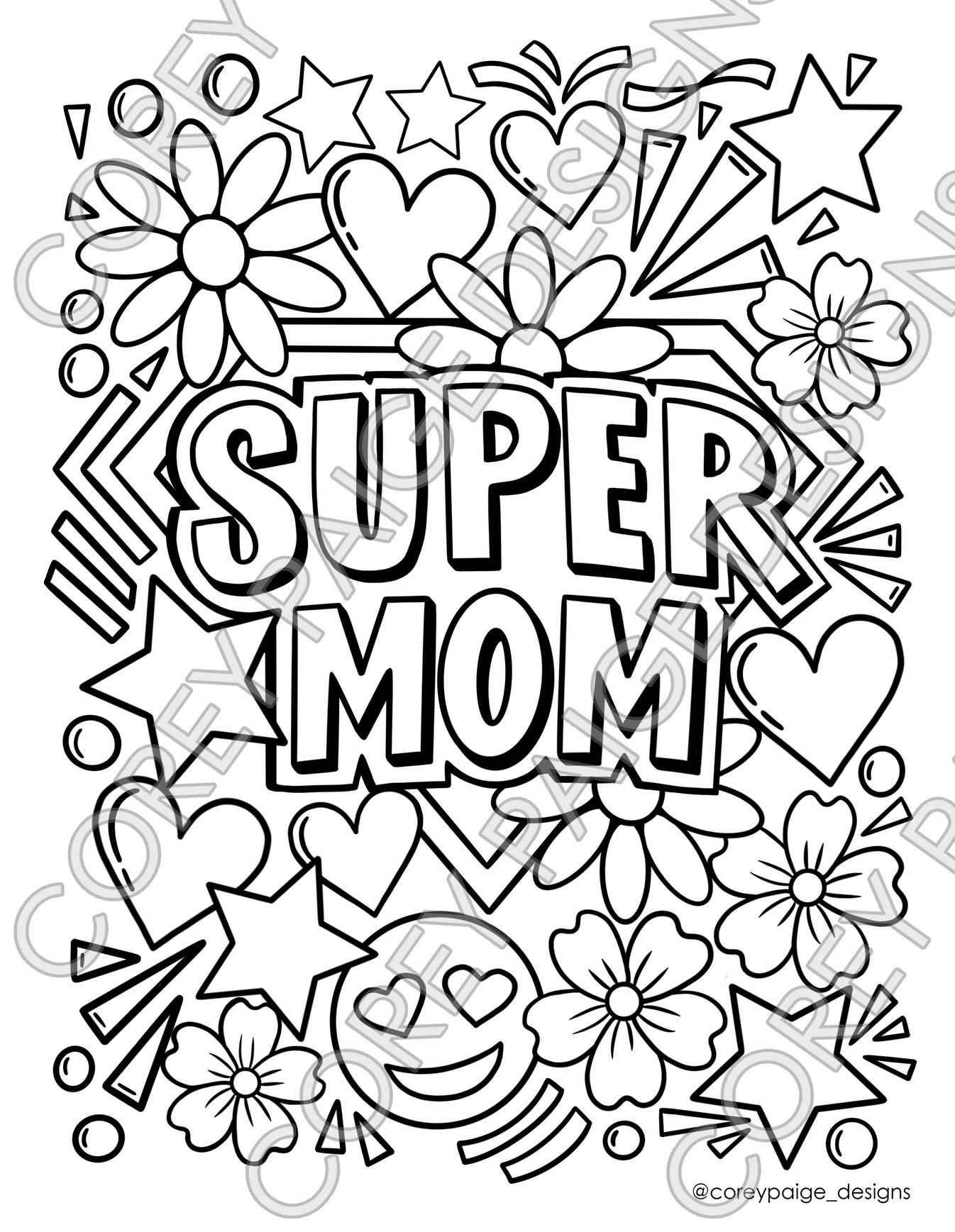 Super Mom Coloring Sheet – CoreyPaigeDesigns