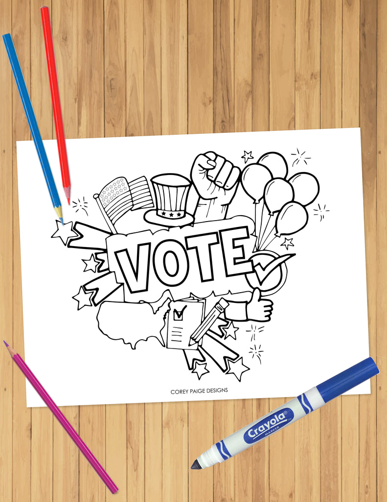 Vote Coloring Sheet – CoreyPaigeDesigns