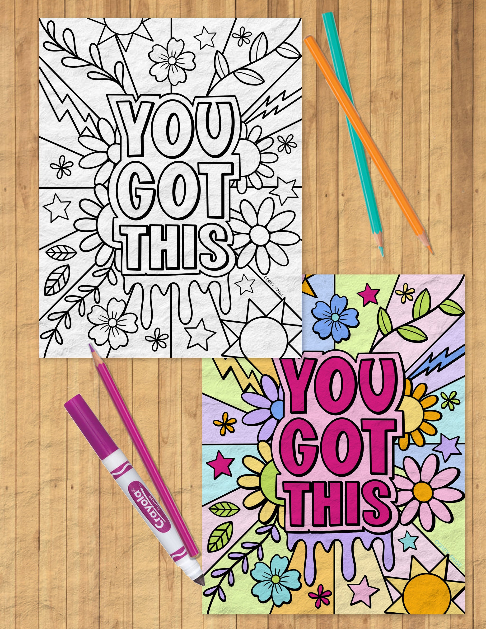 CPD Motivation Coloring Sheet Pack – CoreyPaigeDesigns