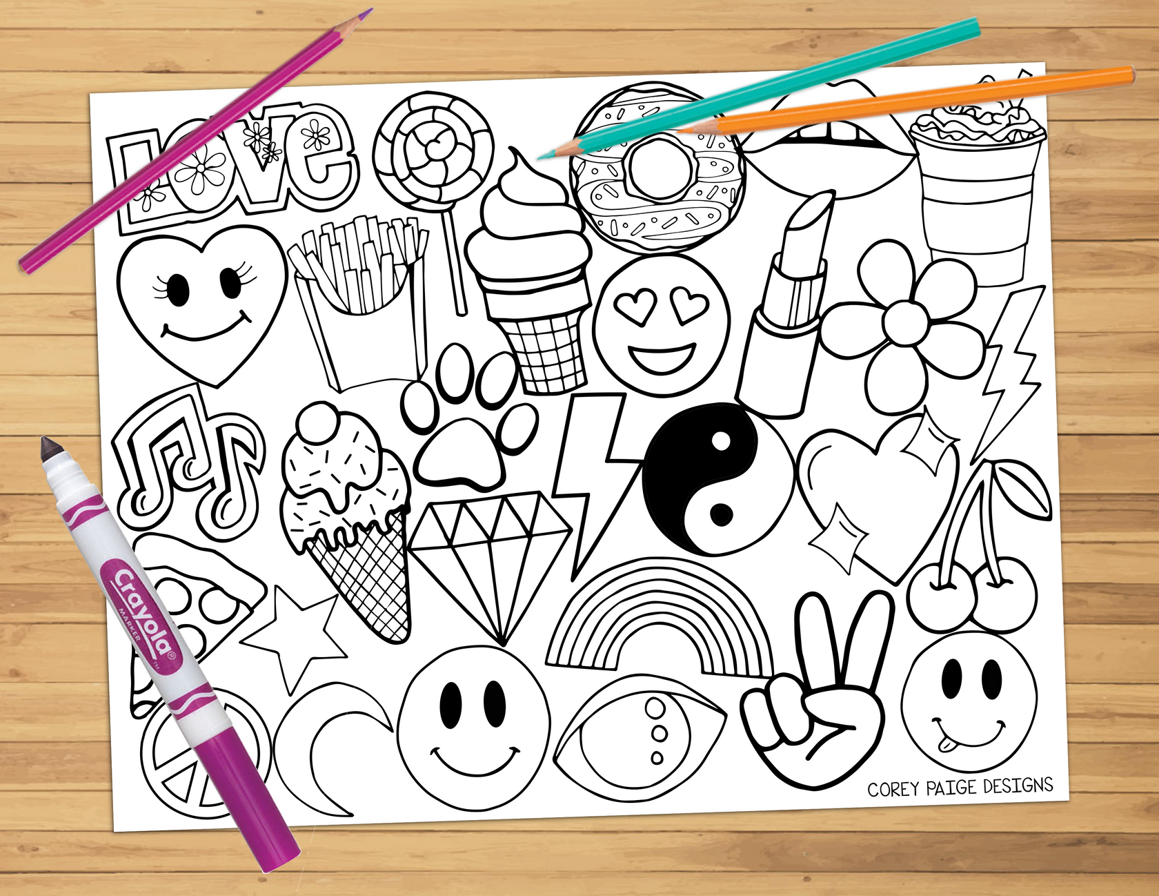 Emoji Coloring Sheet – CoreyPaigeDesigns