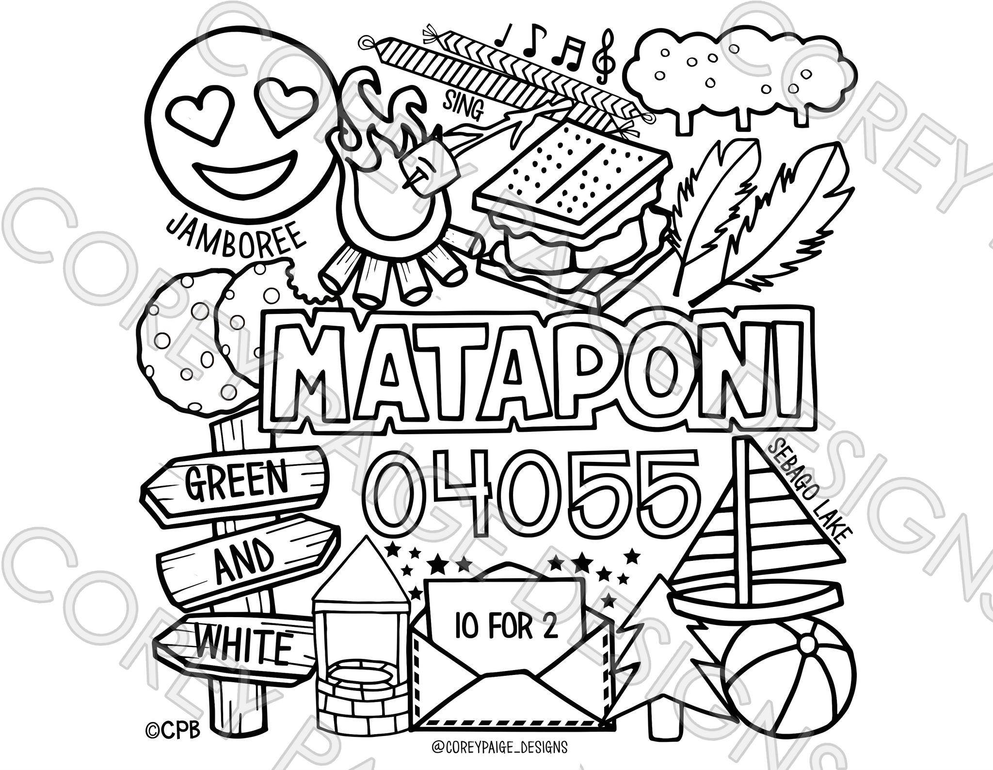 Camp Mataponi Coloring Sheet – CoreyPaigeDesigns