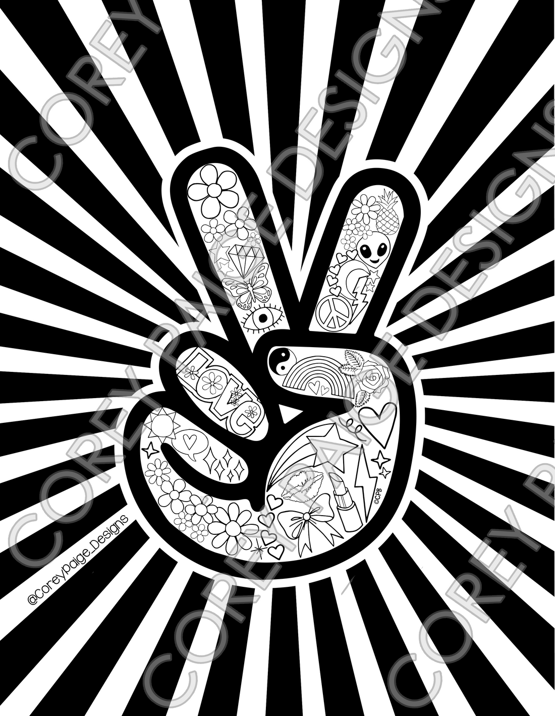 Peace Sign Coloring Sheet – CoreyPaigeDesigns